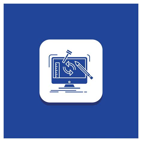 Blue Round Button For Engineering Project Tools Workshop Processing Glyph Icon 12957994