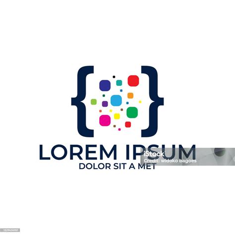 Ilustrasi Desain Kode Digital Desain Warnawarni Coding Vektor Ikon Programmer Identitas Ikon