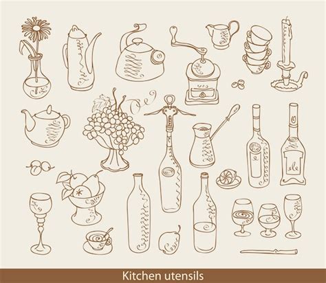 주방 용품 이미지 세트가 있는 배너 프리미엄 벡터