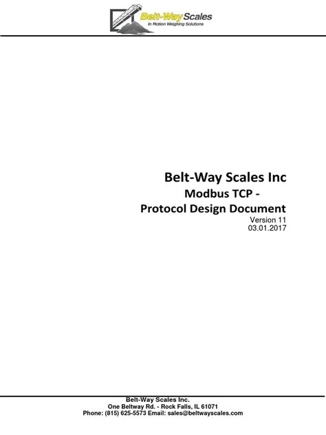 Belt Way Modbus Tcp Protocol Design V11 2017 Pdf