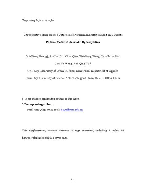 Ultrasensitive Fluorescence Detection Of Peroxymonosulfate Based On A Sulfate Radical Mediated