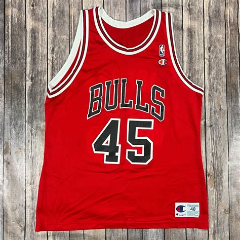 Vintage Chicago Bulls Michael Jordan 45 Champion Jersey Mens 48 Red Nba