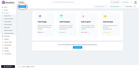 Add Single Product Storecart
