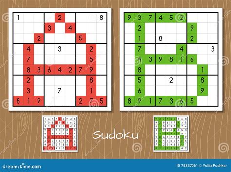 Sudoku Vector Set With Answers A B Letters Stock Vector