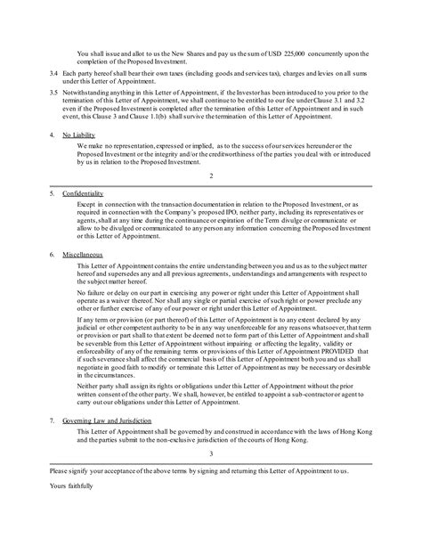 Letter Of Appointment Docx