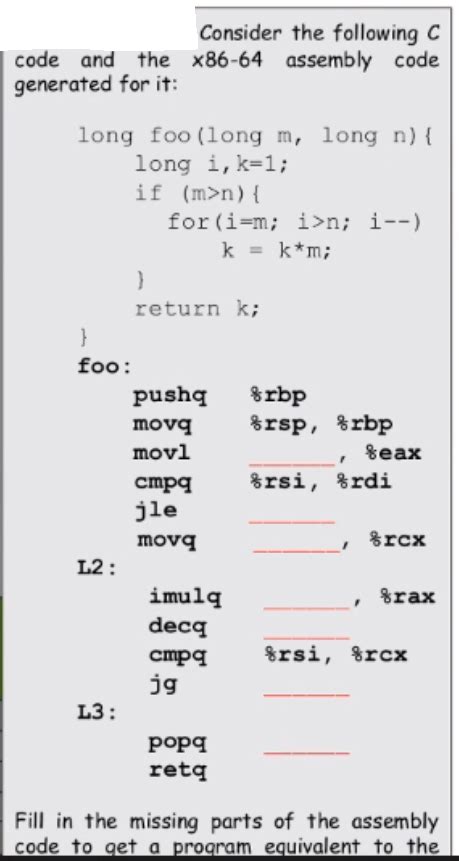 Solved Code And The X86 64 Assembly Code Generated For It