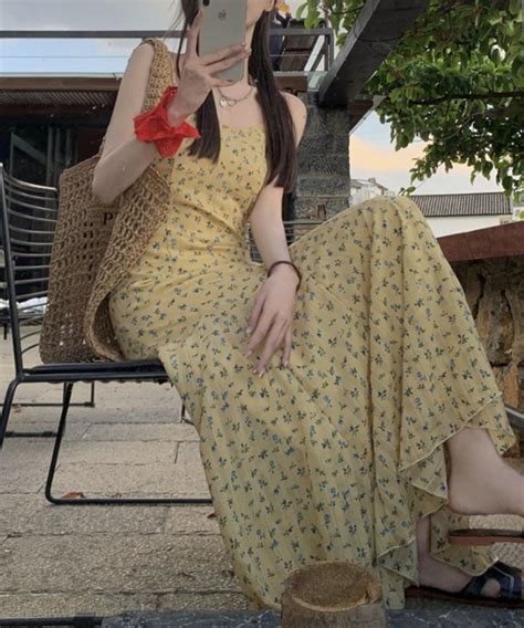 플로럴 서스펜더 A라인 플레어 끈나시 롱원피스 소도리20416048 에이블리