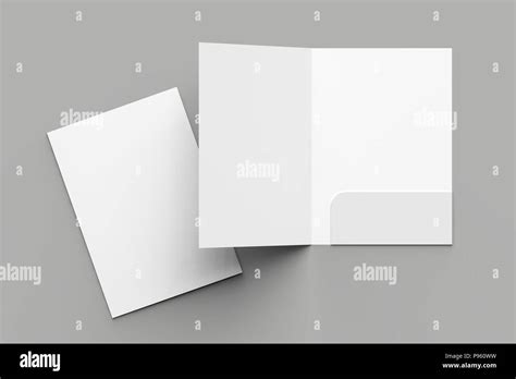 A4 Size Single Pocket Reinforced Folder Mock Up Isolated On Gray Background 3d Illustration