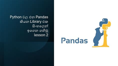 Python Pandas Full Course Lesson 2 සිංහලෙන් Black Tiger Sinhala