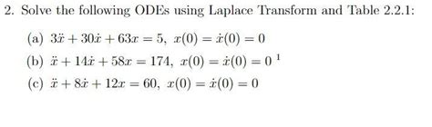 2 solve the following odes using laplace transform