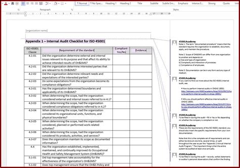 Iso 45001 Internal Audit Report Template Template 2 Resume Examples