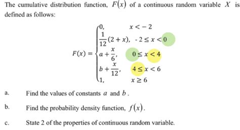 solved the cumulative distribution function f x of a continuous