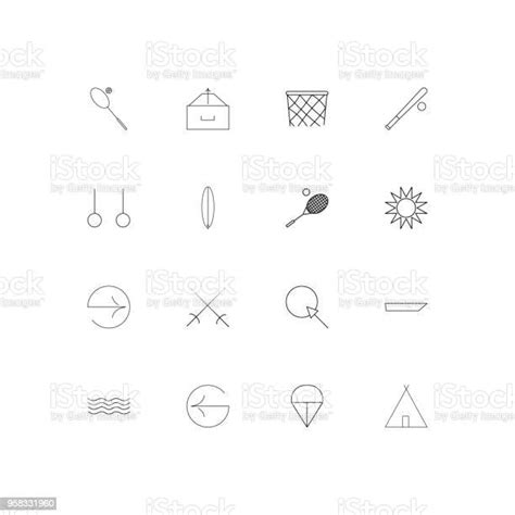 스포츠 피트 니스 및 레크리에이션 선형 얇은 아이콘 설정합니다 간단한 벡터 아이콘 설명 0명에 대한 스톡 벡터 아트 및 기타 이미지 0명 공 스포츠 장비 낙하산 항공