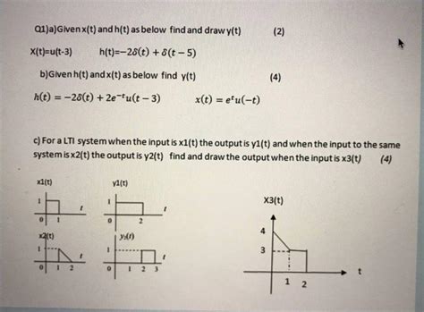 Solved Q A Givenx T And H T As Below Find And Draw Y T Chegg Com