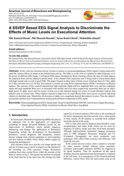 Pdf A Ssvep Based Eeg Signal Analysis To Discriminate The Effects Of