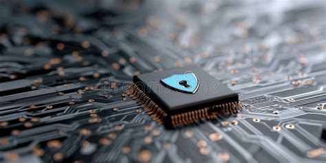 Generative Ai Microchip With Shield Symbol On Circuit Board