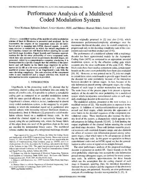 Pdf Performance Analysis Of A Multilevel Coded Modulation System