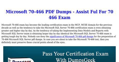 Real Microsoft 70 466 Pdf Dumps Your Implementing Data Models And