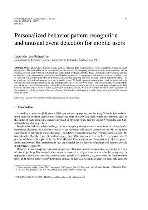 pdf personalized behavior pattern recognition and unusual event