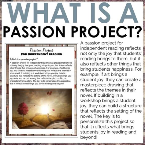 Passion Project For Independent Reading Grades 6 10 Tpt