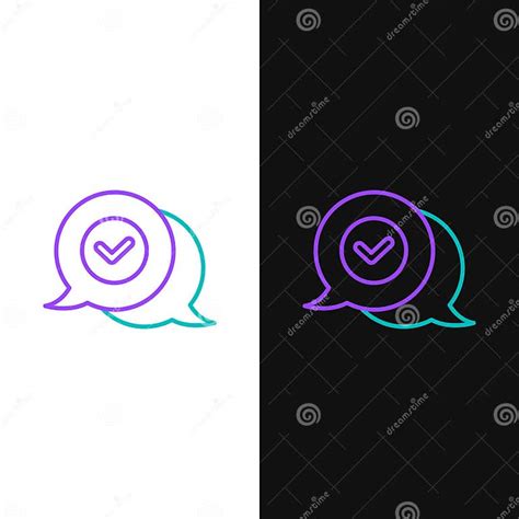 Line Check Mark In Speech Bubble Icon Isolated On White And Black Background Security Safety