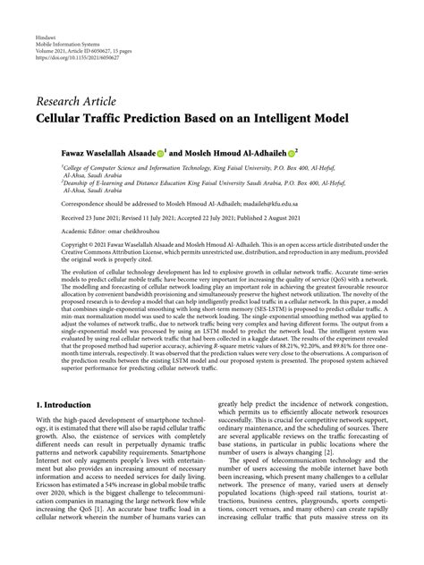 PDF Cellular Traffic Prediction Based On An Intelligent Model