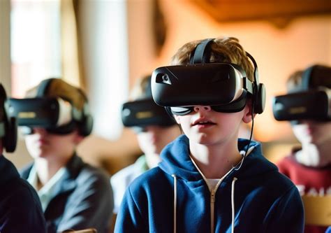 Premium Photo In A Computer Science Class Boy Wearing Virtual Reality
