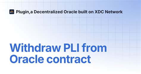 withdraw pli from oracle contract plugin a decentralized oracle built