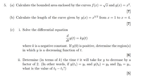 solved 5 a calculate the bounded area enclosed by the