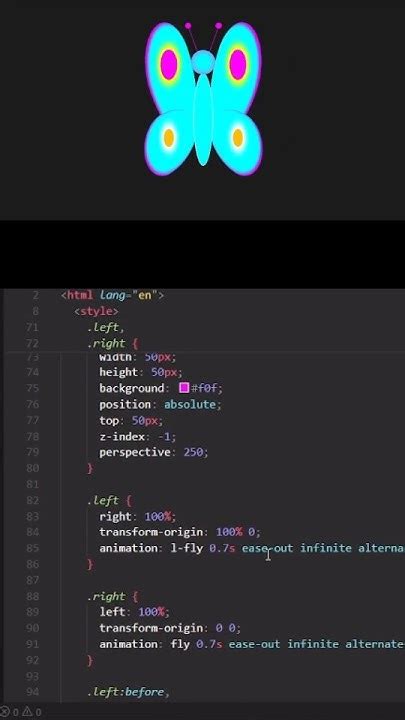 butterfly html css coding shorts 🖇️ coding shorts