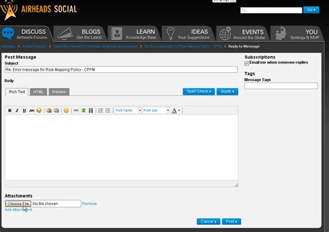 error message for role mapping policy cppm security