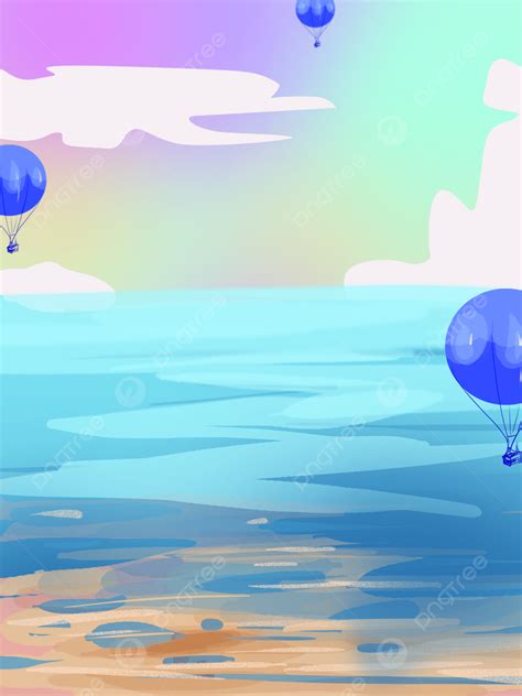 채색 그림 여름 해변 배경 디자인 풍선 그린 풍선 배경 배경 일러스트 및 사진 무료 다운로드 Pngtree
