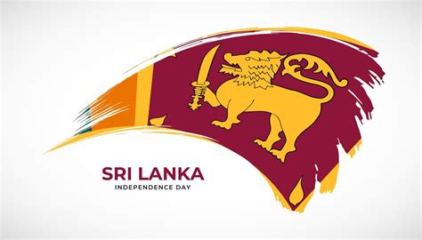 페인팅 효과 벡터 일러스트와 함께 스리랑카의 손을 그리기 브러시 스트로크 플래그 프리미엄 벡터