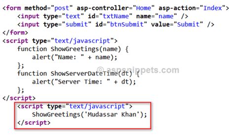 Call Javascript Function From Controller In Aspnet Core