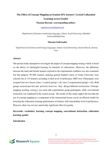 Pdf The Effect Of Concept Mapping On Iranian Efl Learners Lexical Collocation Learning Across