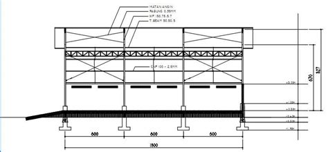 Cross Section Of The Industrial Plant With Structural Details Design In Autocad 2d Drawing Cad