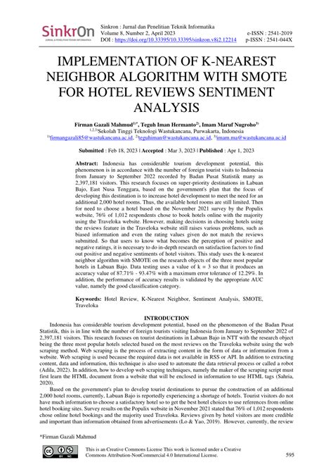Pdf Implementation Of K Nearest Neighbor Algorithm With Smote For