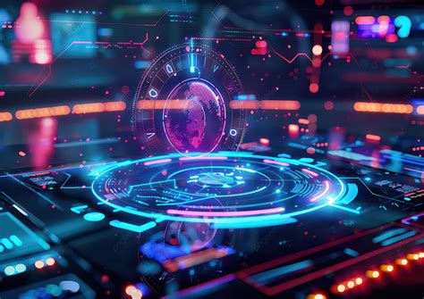 Futuristic Digital Interface Showcasing A Holographic Globe And Data Visualization Elements