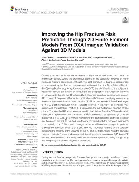 Pdf Improving The Hip Fracture Risk Prediction Through 2d Finite Element Models From Dxa