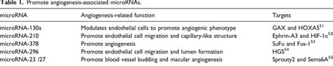 Promote Angiogenesis Associated Micrornas Download Scientific Diagram