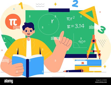 Mathematics Learning Vector Illustration Featuring School Supplies Or Stationery With