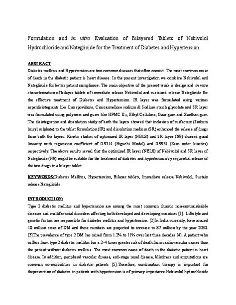 Doc Formulation And In Vitro Evaluation Of Bilayered Tablets Of Nebivolol Hydrochloride And
