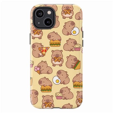 Adorable Foodie Capybara Phone Case Cute Capybara Eating Snacks
