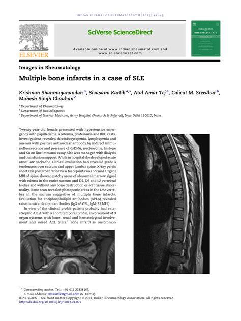 Pdf Multiple Bone Infarcts In A Case Of Sle