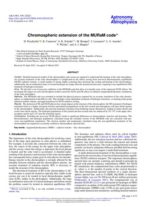 Pdf Chromospheric Extension Of The Muram Code