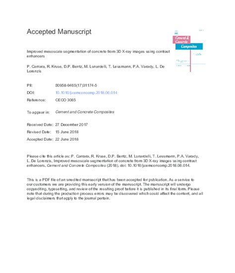 Pdf Improved Mesoscale Segmentation Of Concrete From 3d X Ray Images