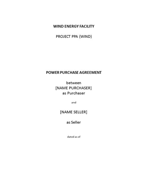 Wind Energy Facility Ppa Templates At