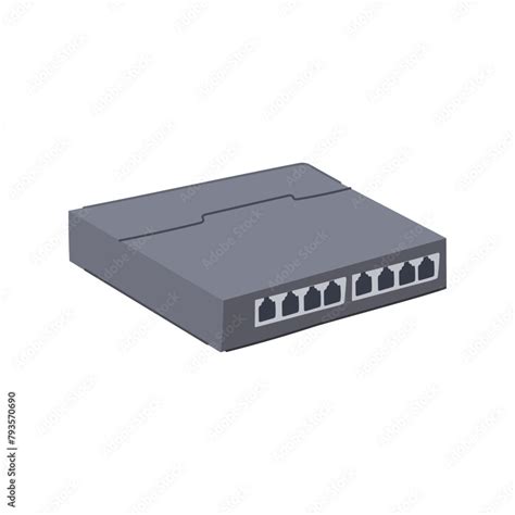 Ethernet Network Switch Cartoon Lan Vlan Router Firewall Traffic Data Ethernet Network Switch