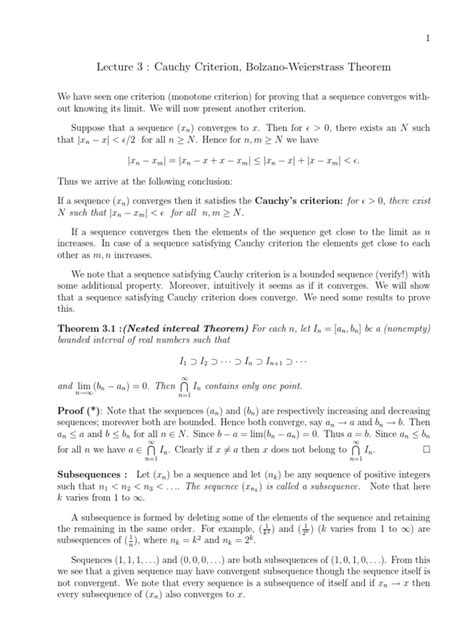 cauchy criterion bolzano weierstrass theorem download free pdf
