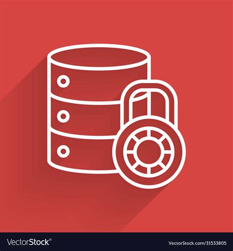 White Line Server Security With Closed Padlock Vector Image